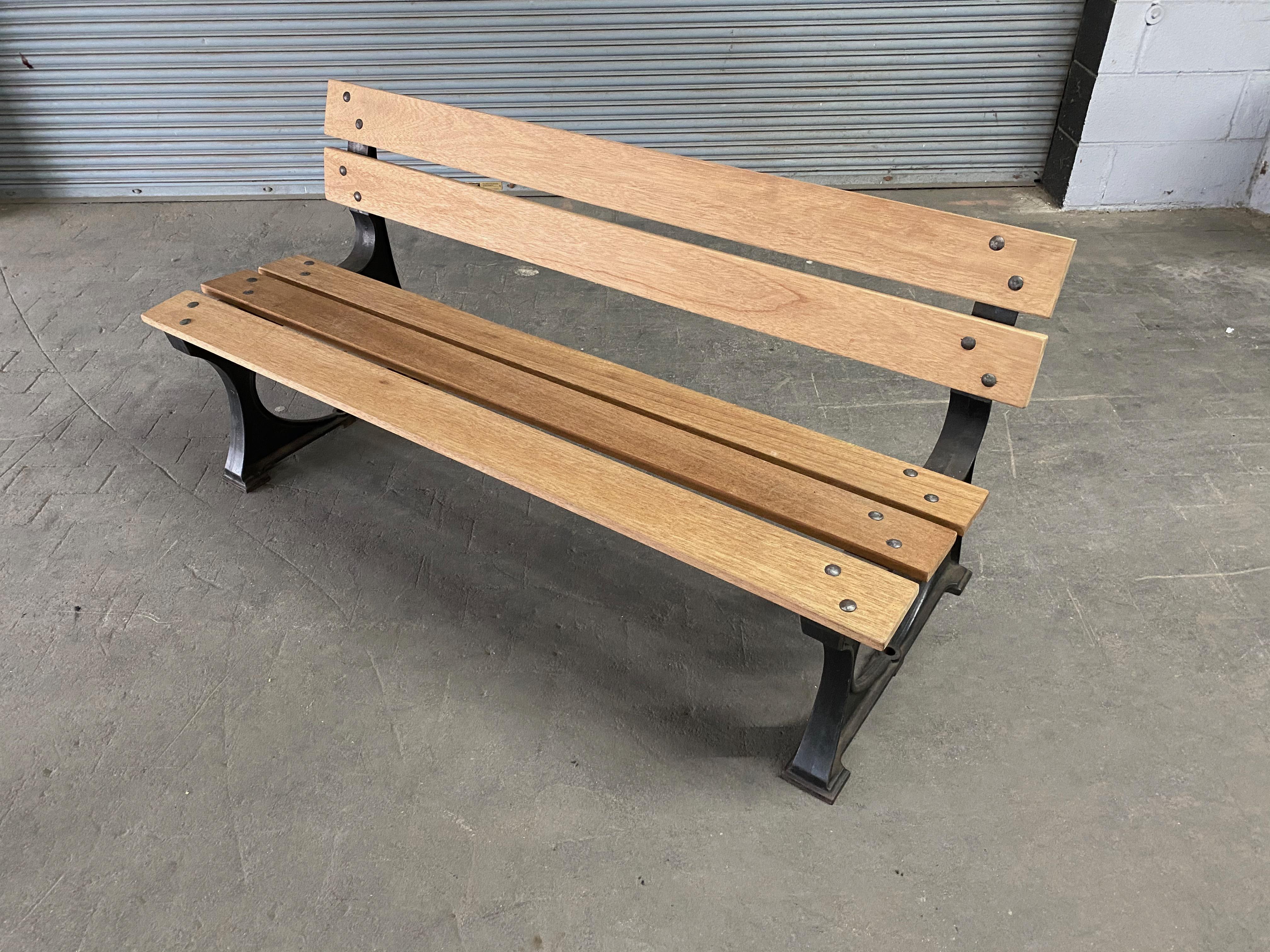 French 1920s Iron and Mahogany Park Bench at 1stDibs | french park bench