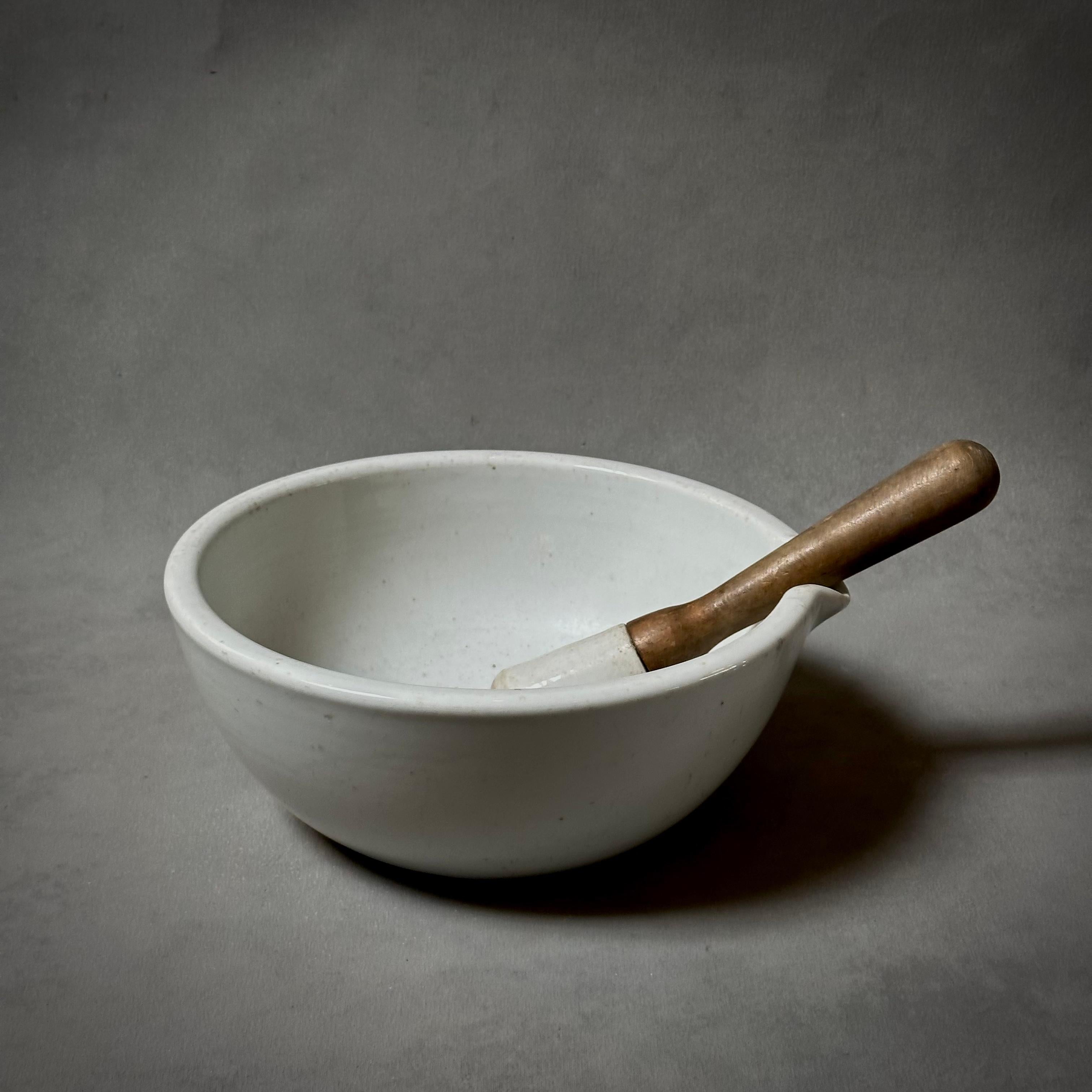French 1920s Porcelain Mortar and Pestle For Sale at 1stDibs