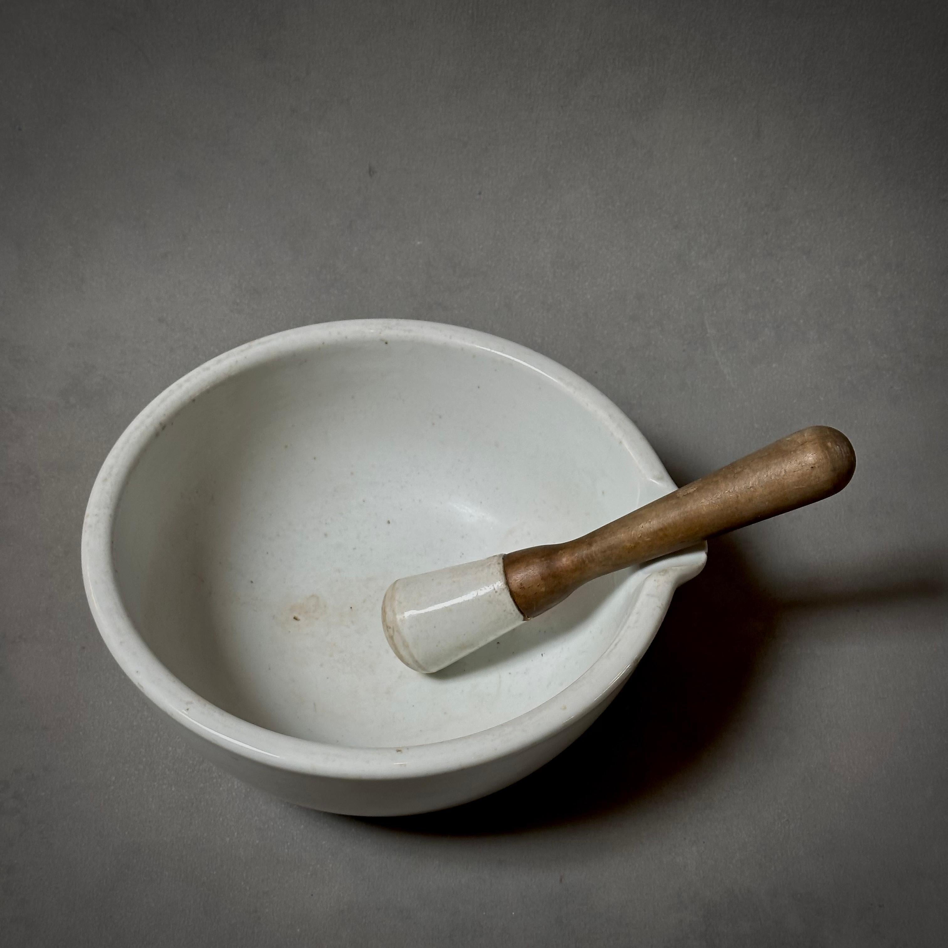French 1920s Porcelain Mortar and Pestle For Sale at 1stDibs
