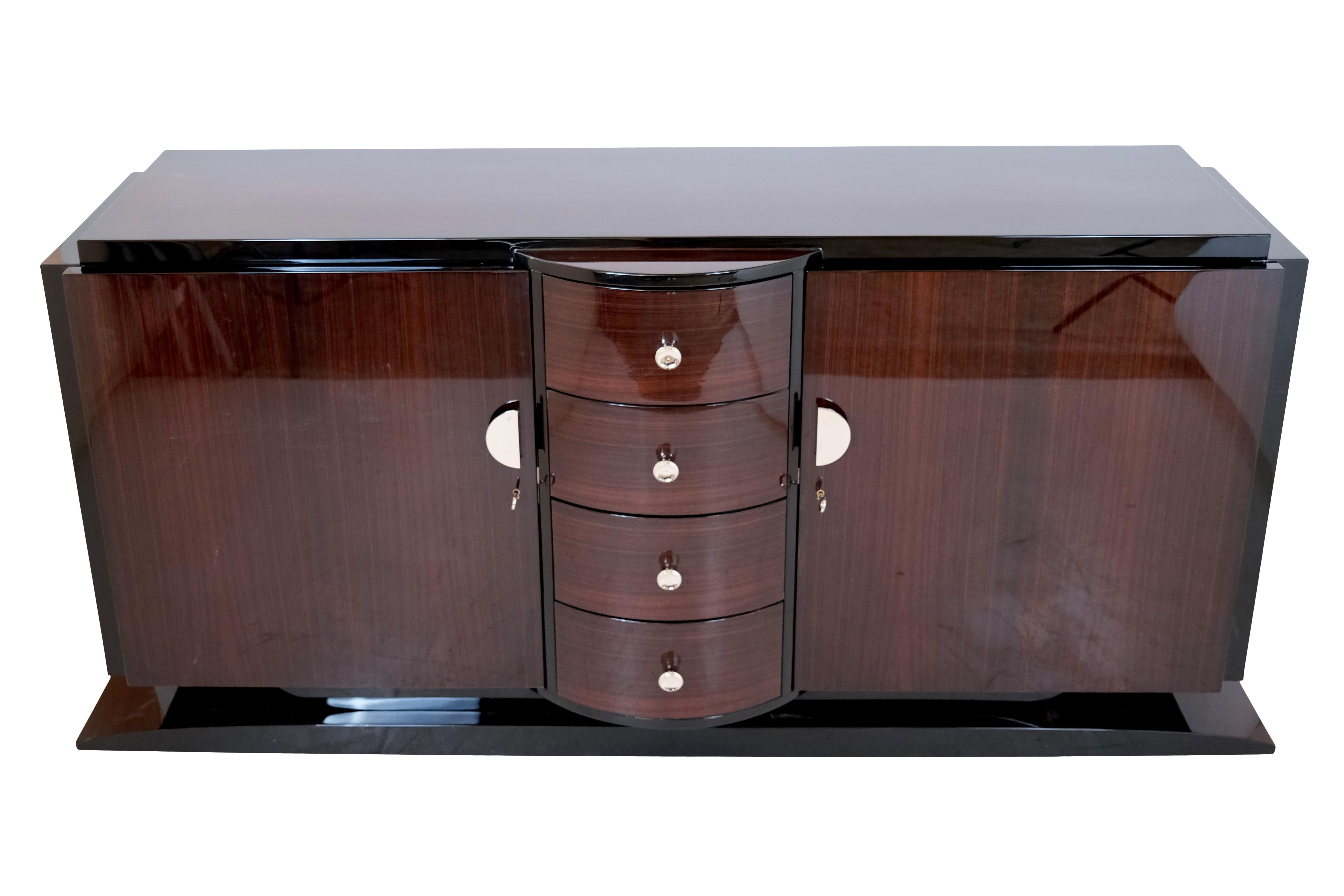French 1930s Art Deco Two Doored Sideboard with Bulged Drawers For Sale ...