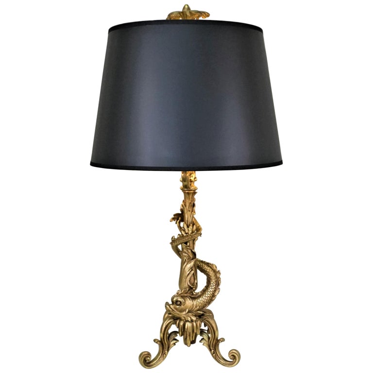 French 1930s Bronze Dolphin Table Lamp at 1stDibs