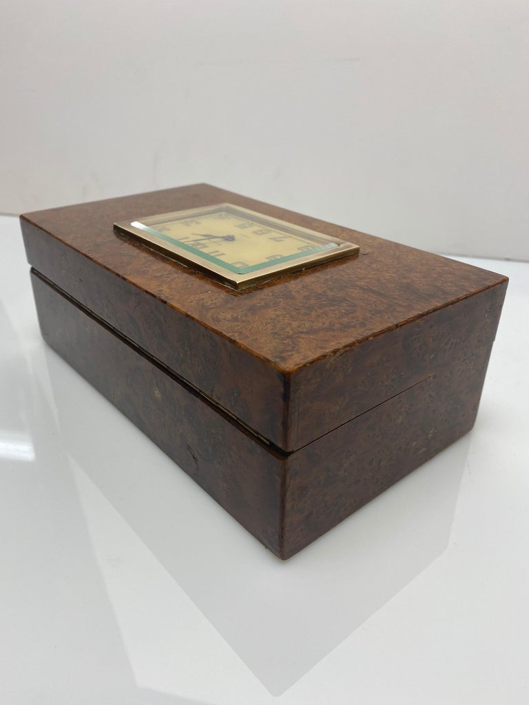French 1930s Burlwood Clock Box For Sale at 1stDibs