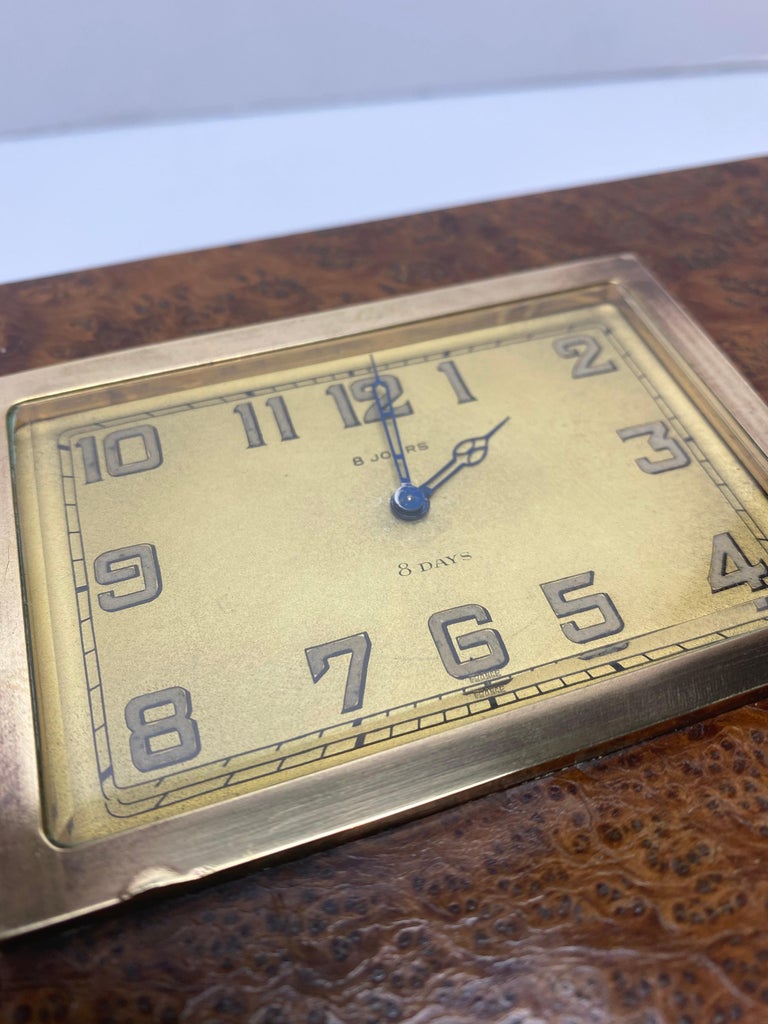 French 1930s Burlwood Clock Box For Sale at 1stDibs