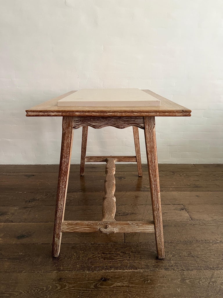 French 1940's Cerused Oak and Stone Top Scalloped Tables For Sale at ...
