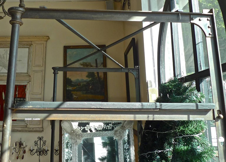 French 1940s Iron Display Unit with Four Painted Wood Shelves For Sale ...