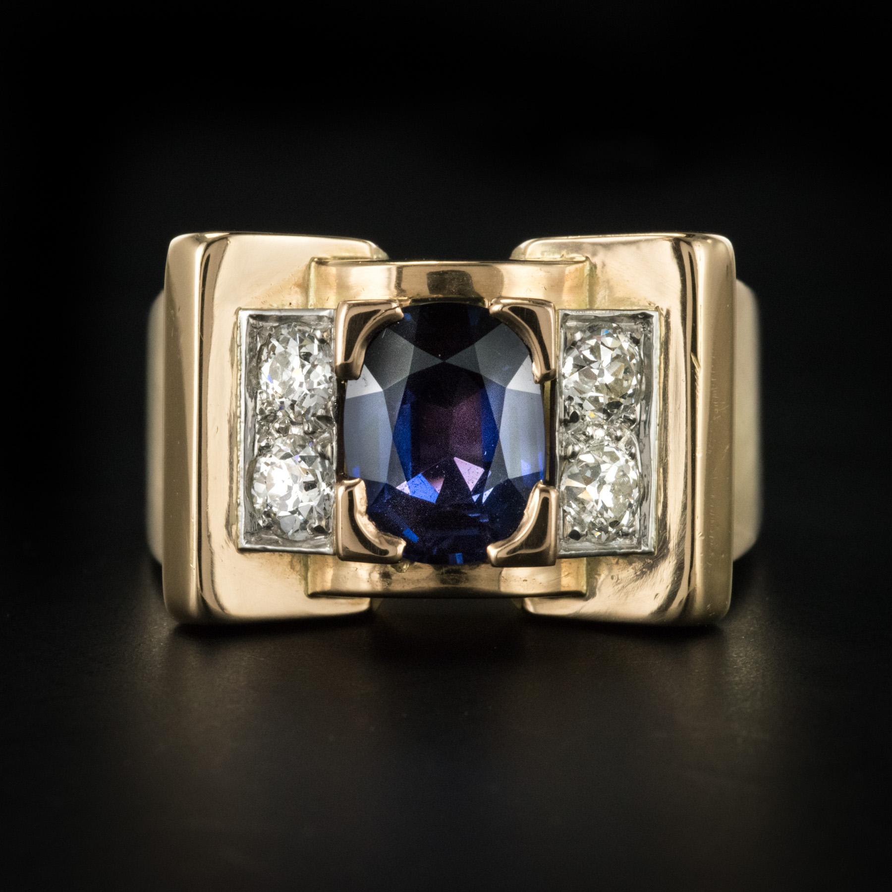 French 1940s Mellerio dits Meller Natural Saphir Color Change Diamond ...