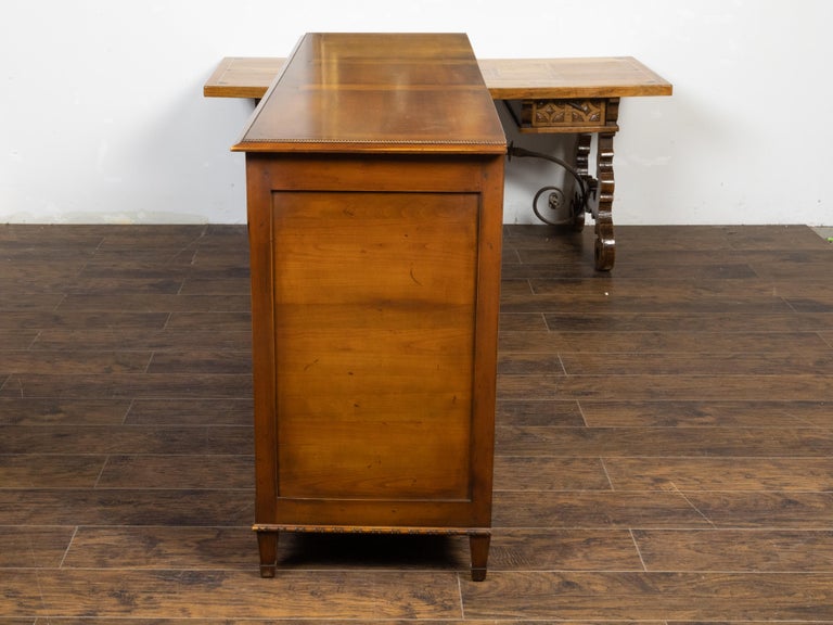 French 1940s Walnut Enfilade with Drawers, Doors, Carved Beads and ...