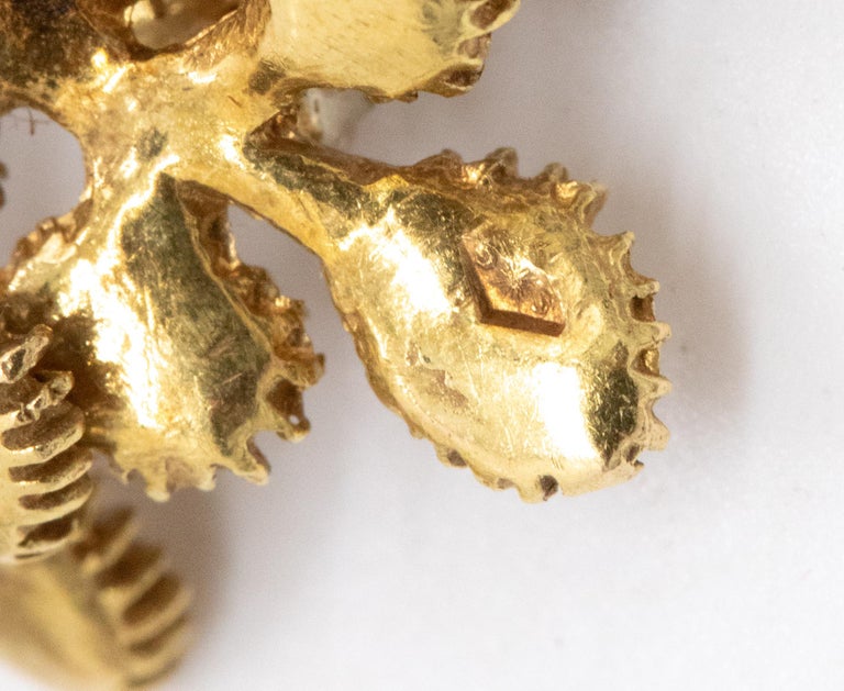 French 1950 Post War Retro Earrings 18Kt Gold and Platinum 1.08 Cts in ...