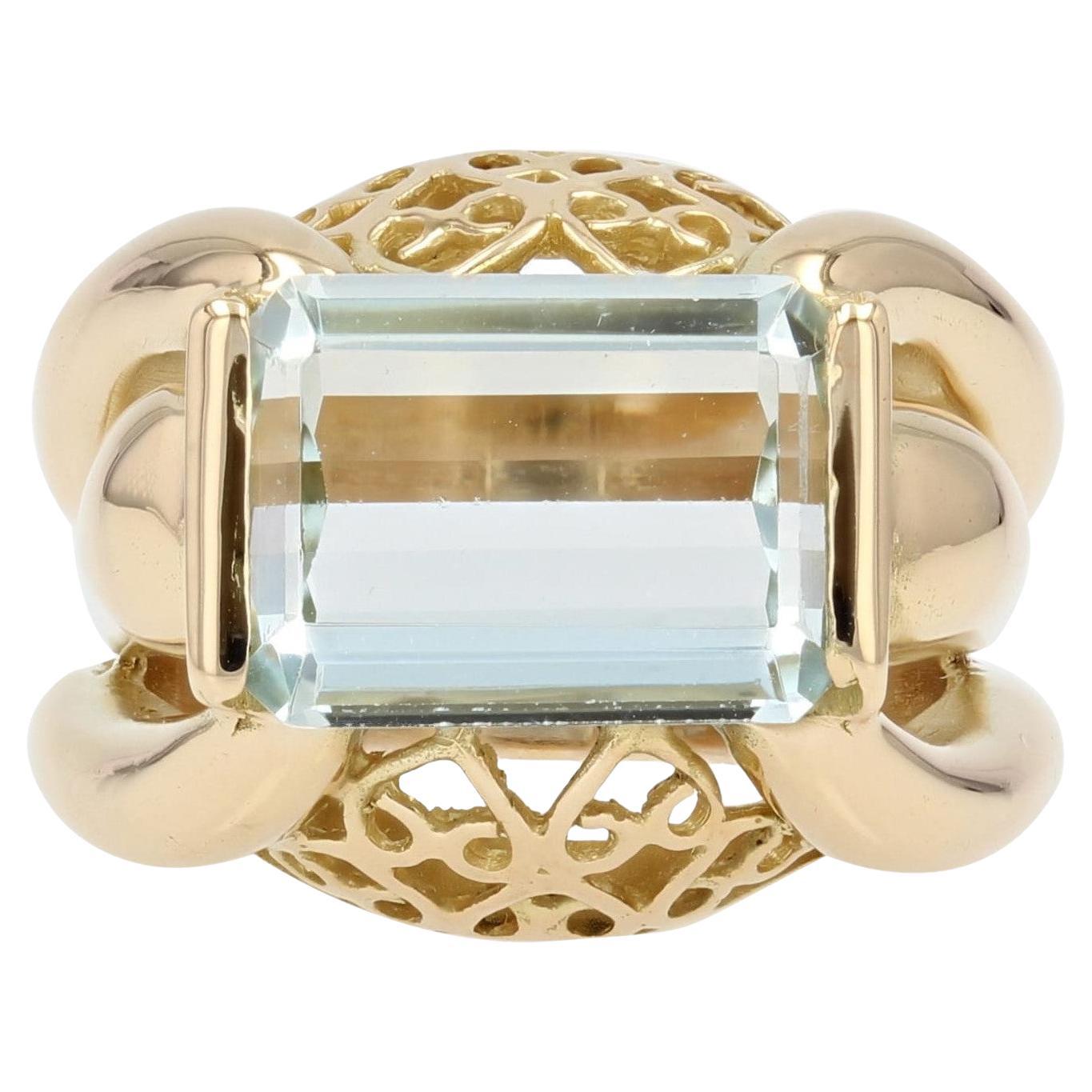 French Citrine 18 Karat Yellow Gold Tank Ring For Sale at 1stDibs