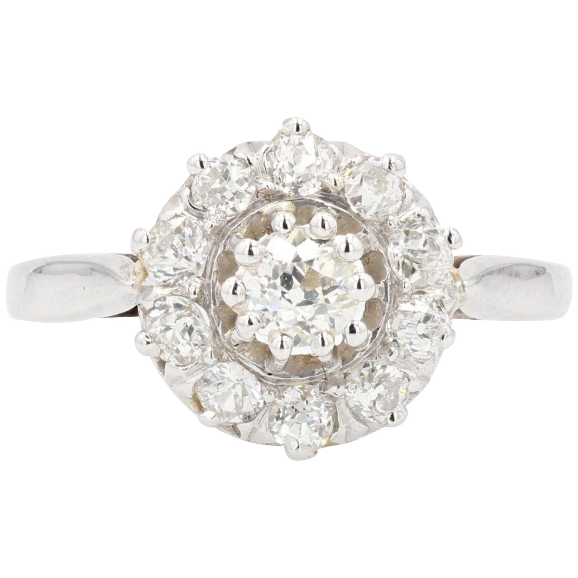 French Antique Style Ruby Diamonds 18 Karat Yellow Gold Daisy Ring at ...