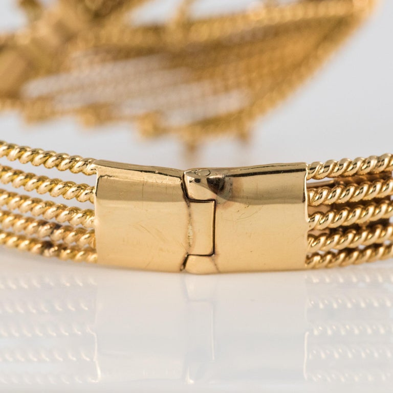French 1950s Diamonds Platinum 18 Karat Yellow Gold Thread Bracelet For ...