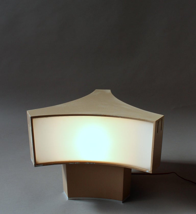 French 1950's Lacquered Metal and Lucite Triangular Shape table Lamp by ...