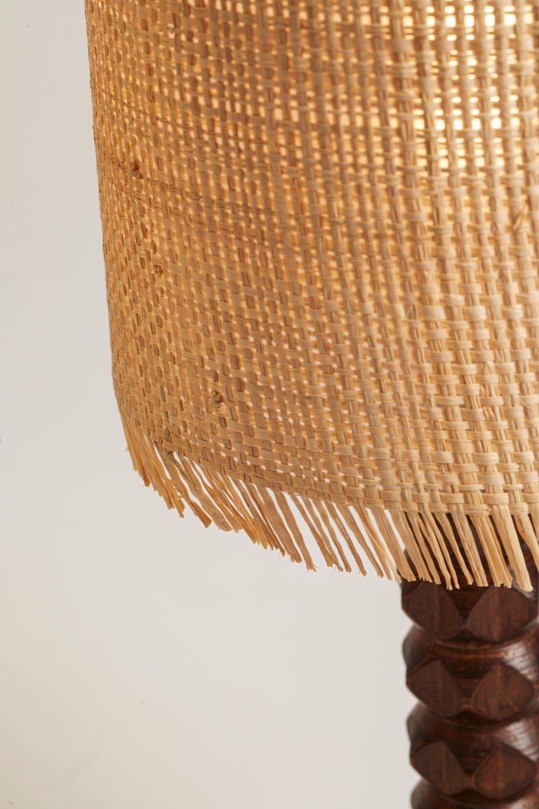 French, 1950's Pair of Oak Lamps For Sale at 1stDibs