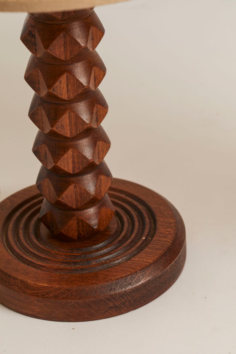 French, 1950's Pair of Oak Lamps For Sale at 1stDibs