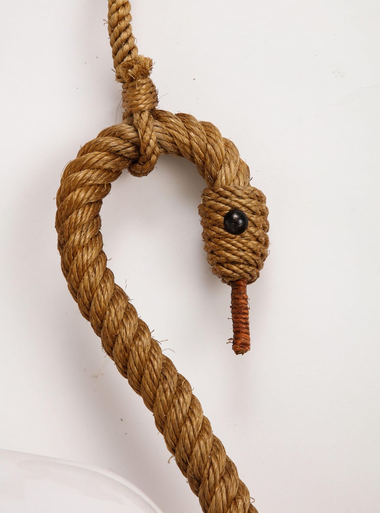 French 1950s Rope Pendant Light with Goose Motif For Sale at 1stDibs