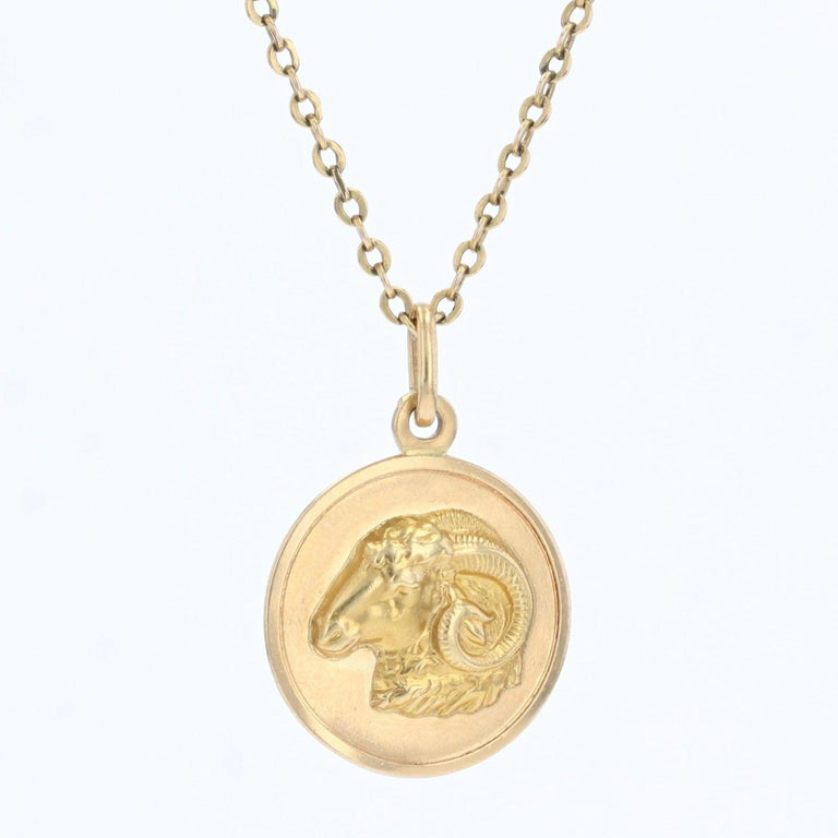 French 1960s 18 Karat Yellow Gold Aries Medal For Sale at 1stDibs