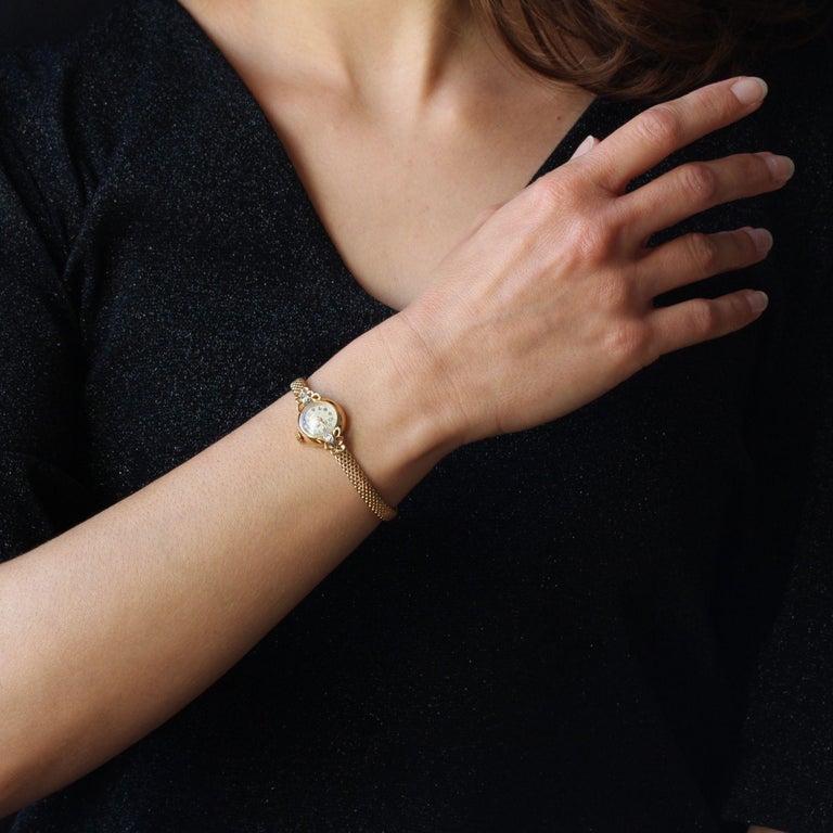 French 1960s 18 Karat Yellow Gold Flamor Lady's Watch at 1stDibs