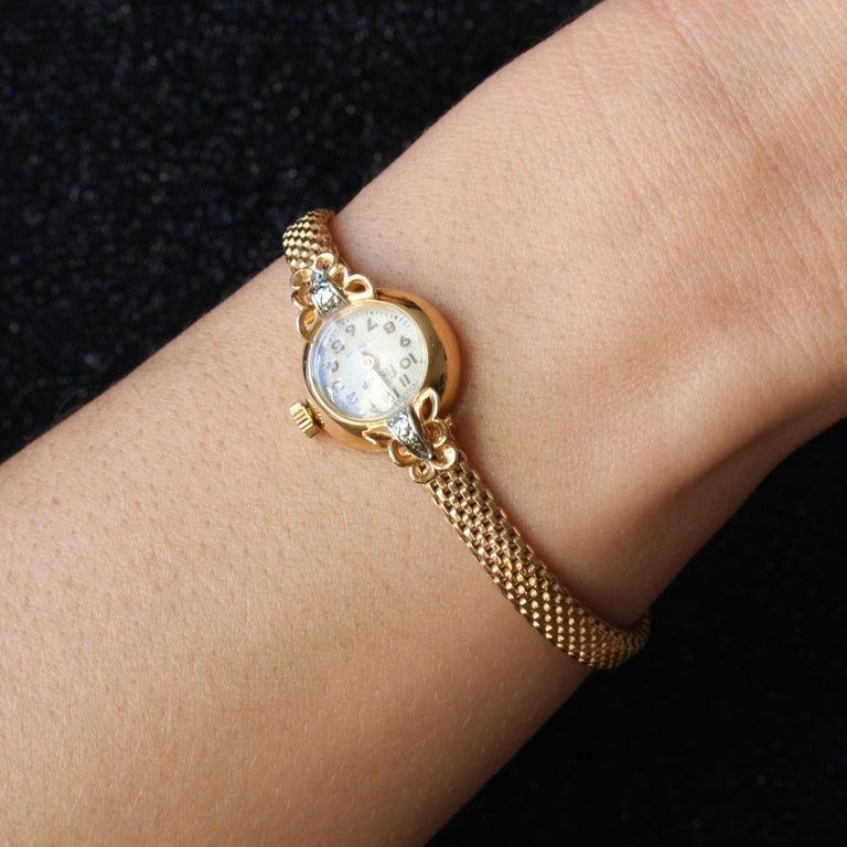 French 1960s 18 Karat Yellow Gold Flamor Lady's Watch at 1stDibs