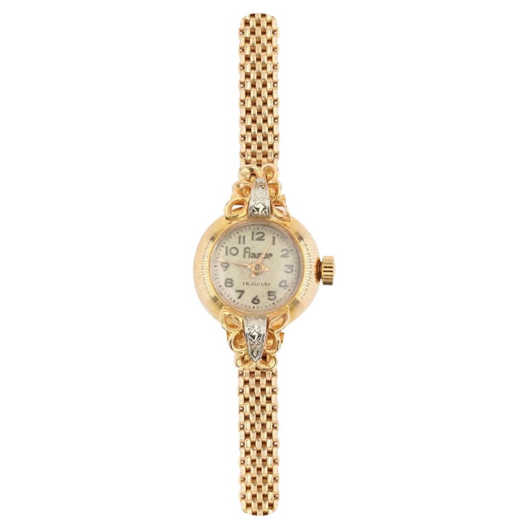 French 1960s 18 Karat Yellow Gold Flamor Lady's Watch at 1stDibs