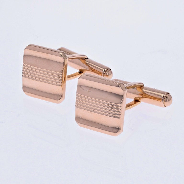 French 1960s 18 Karat Yellow Gold Square Retro Cufflinks For Sale at ...