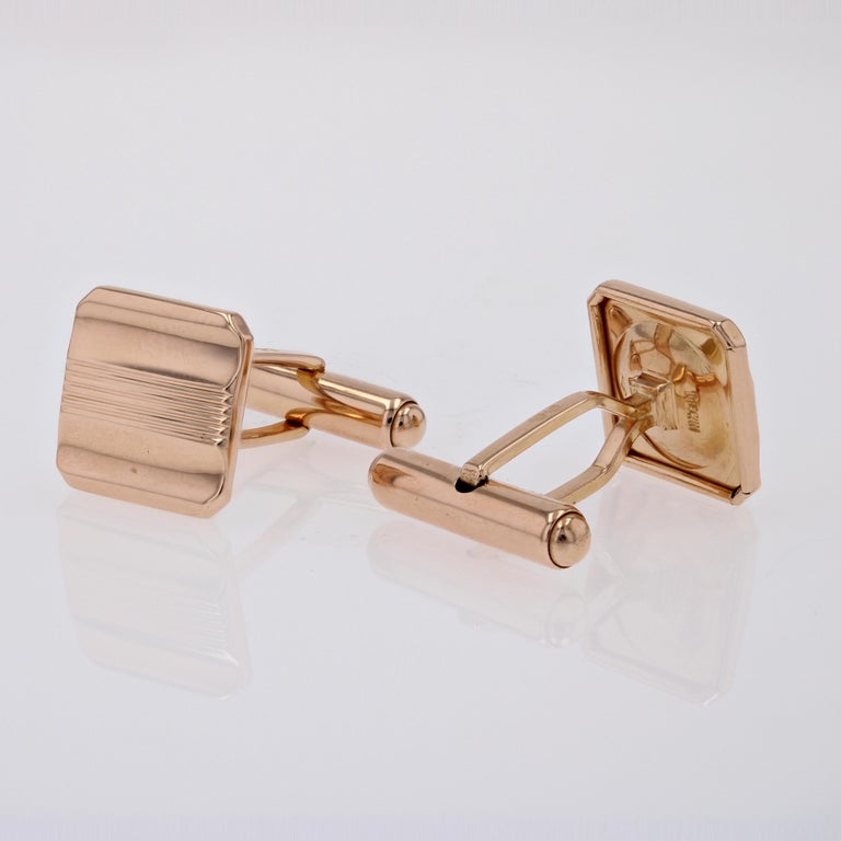 French 1960s 18 Karat Yellow Gold Square Retro Cufflinks For Sale at ...