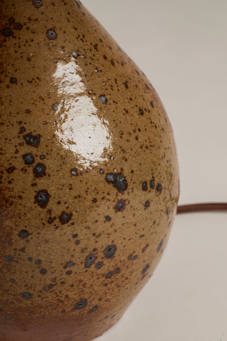 French, 1960s, Andre Bodin La Borne Lamp and Macrame Shade For Sale at ...