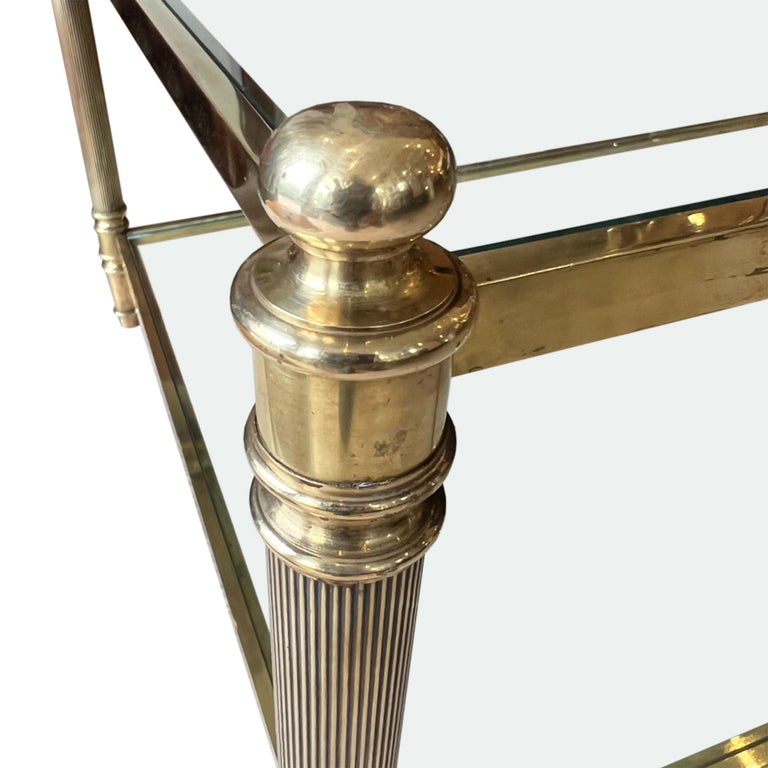 French, 1960s, Brass and Glass Coffee Two Tier Table with Finials at ...