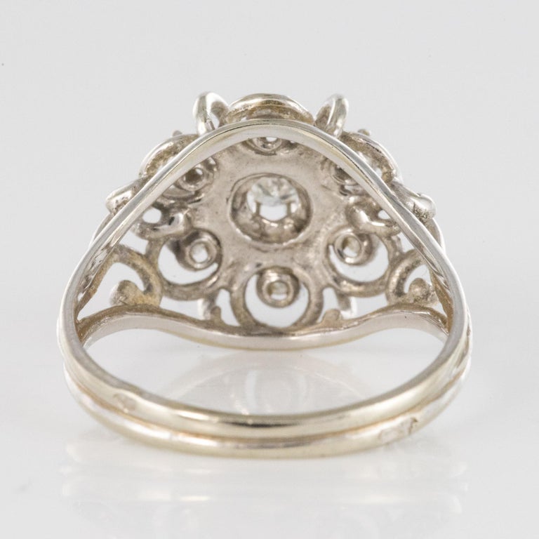 French 1960s Diamonds 18 Karat White Gold Thread Ring For Sale at 1stDibs