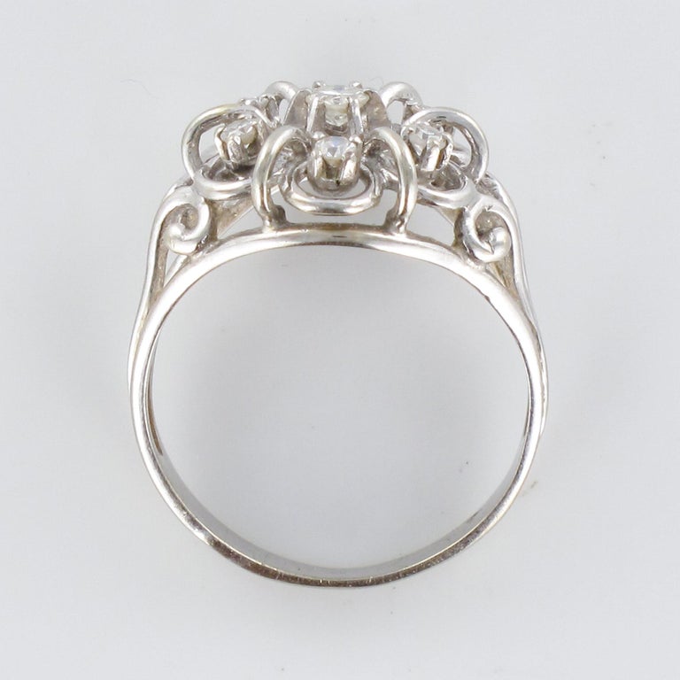 French 1960s Diamonds 18 Karat White Gold Thread Ring For Sale at 1stDibs