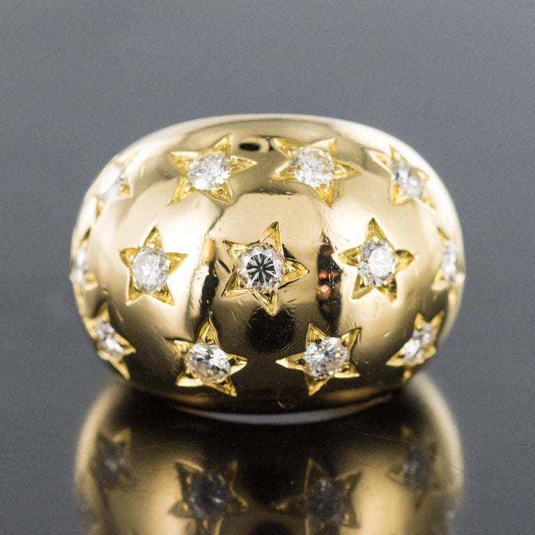 French 1960s Star Setting Brilliant Cut Diamond Ball Ring For Sale at ...