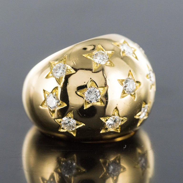 French 1960s Star Setting Brilliant Cut Diamond Ball Ring For Sale at ...