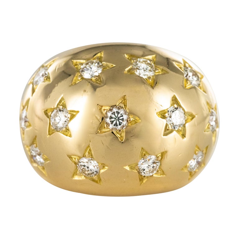 French 1960s Star Setting Brilliant Cut Diamond Ball Ring For Sale at ...