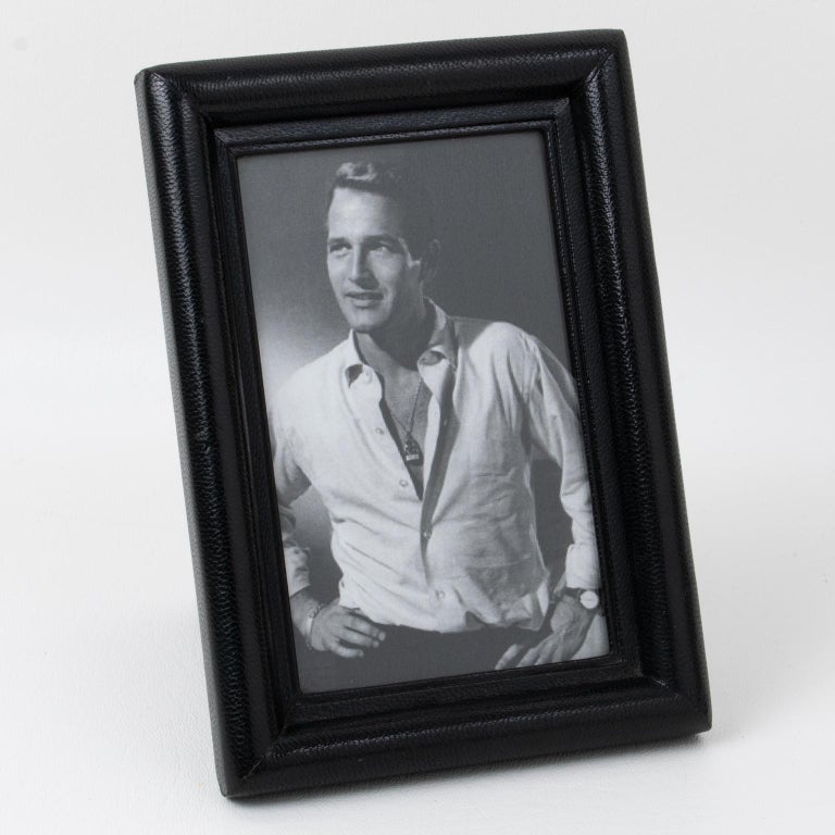 French 1970s Black Leather Picture Frame at 1stDibs