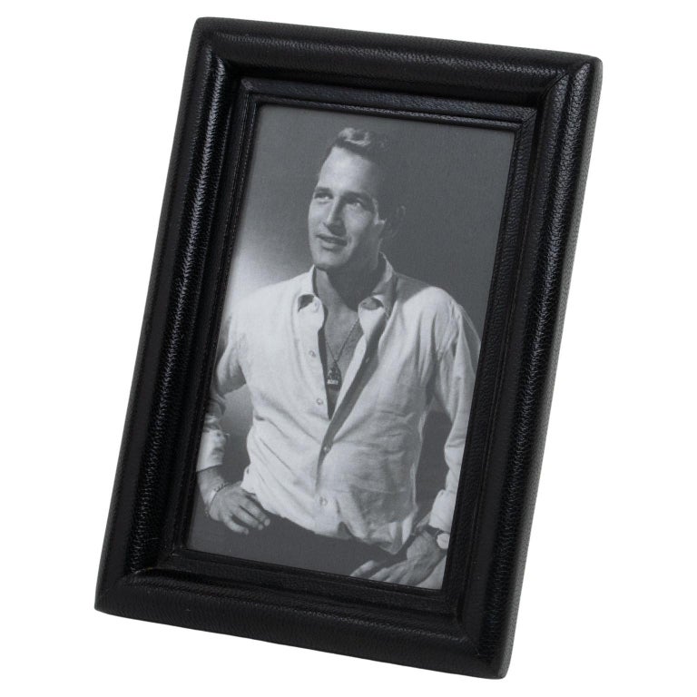 French 1970s Black Leather Picture Frame at 1stDibs