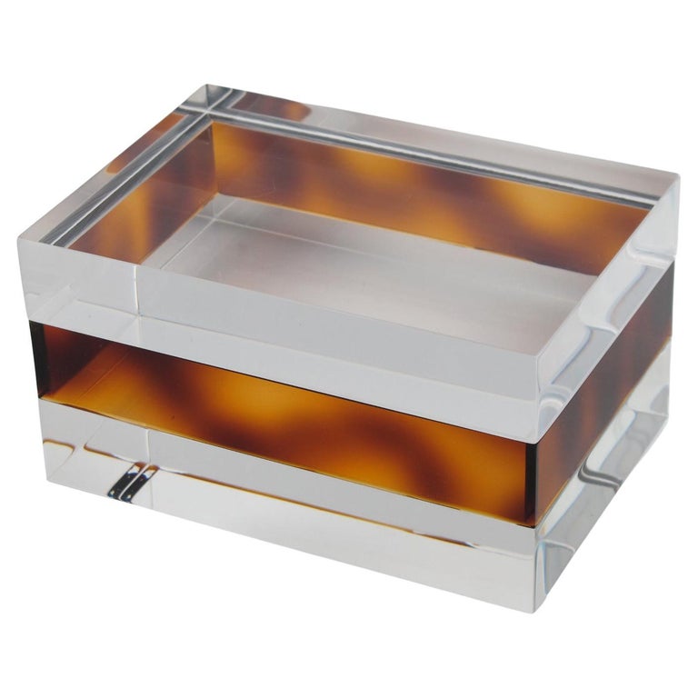 French Clear and Tortoise Lucite Box, 1970s For Sale at 1stDibs