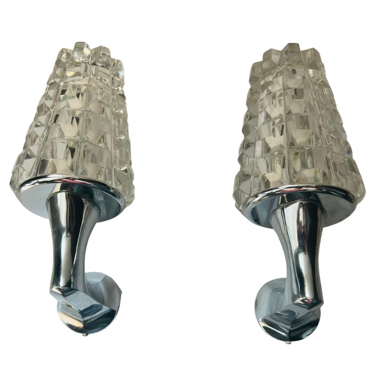 French 1970s Crystal High Style Wall Lamps Midcentury Sculptural For ...