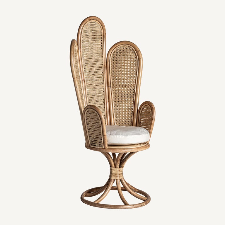 French 1970s Design Style Handcrafted Rattan and Wicker Cane Chair For ...
