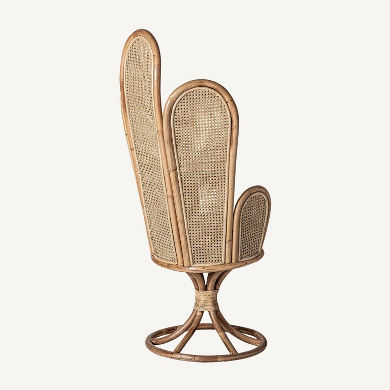French 1970s Design Style Handcrafted Rattan and Wicker Cane Chair For ...
