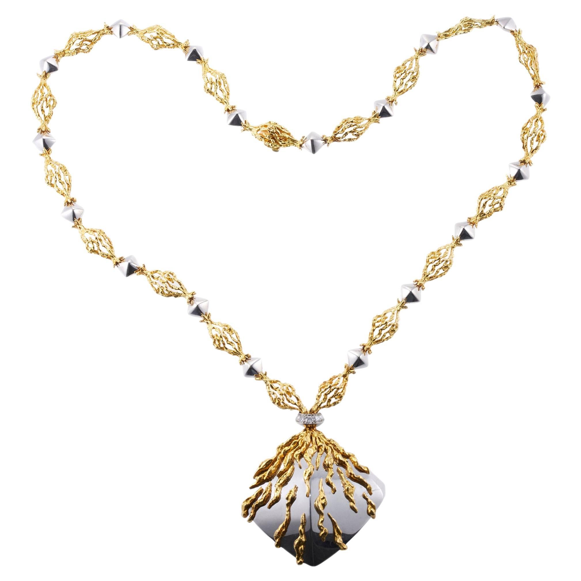 Magerit Puma Diamond Gold Pendant Necklace at 1stDibs