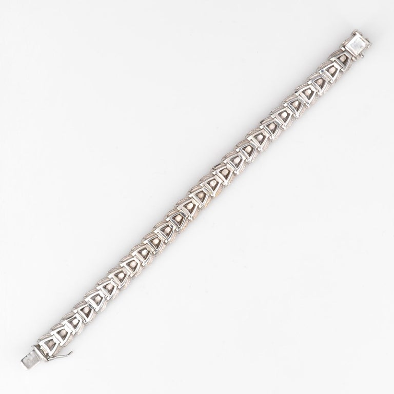 French 1970s Diamonds 18 Karat White Gold Feather Bracelet For Sale at ...