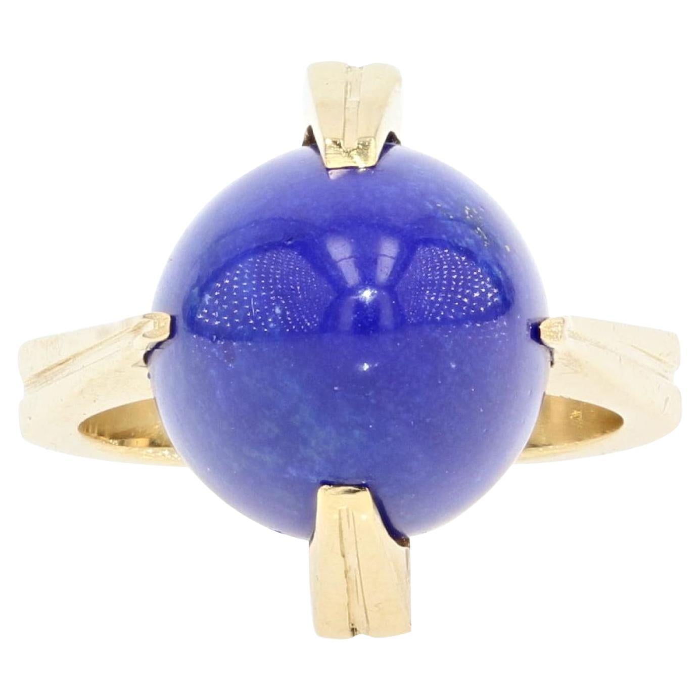 Handcraft Lapis Lazuli 18 Karat Yellow Gold Diamonds Cocktail Ring For ...