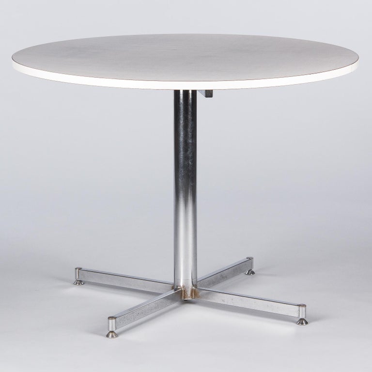 French 1970s Round Formica Table with Chrome Base at 1stDibs