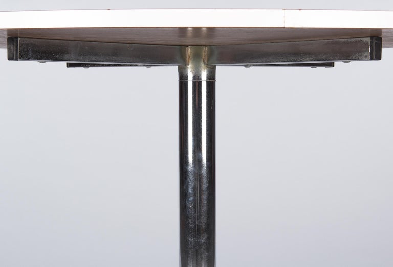 French 1970s Round Formica Table with Chrome Base at 1stDibs
