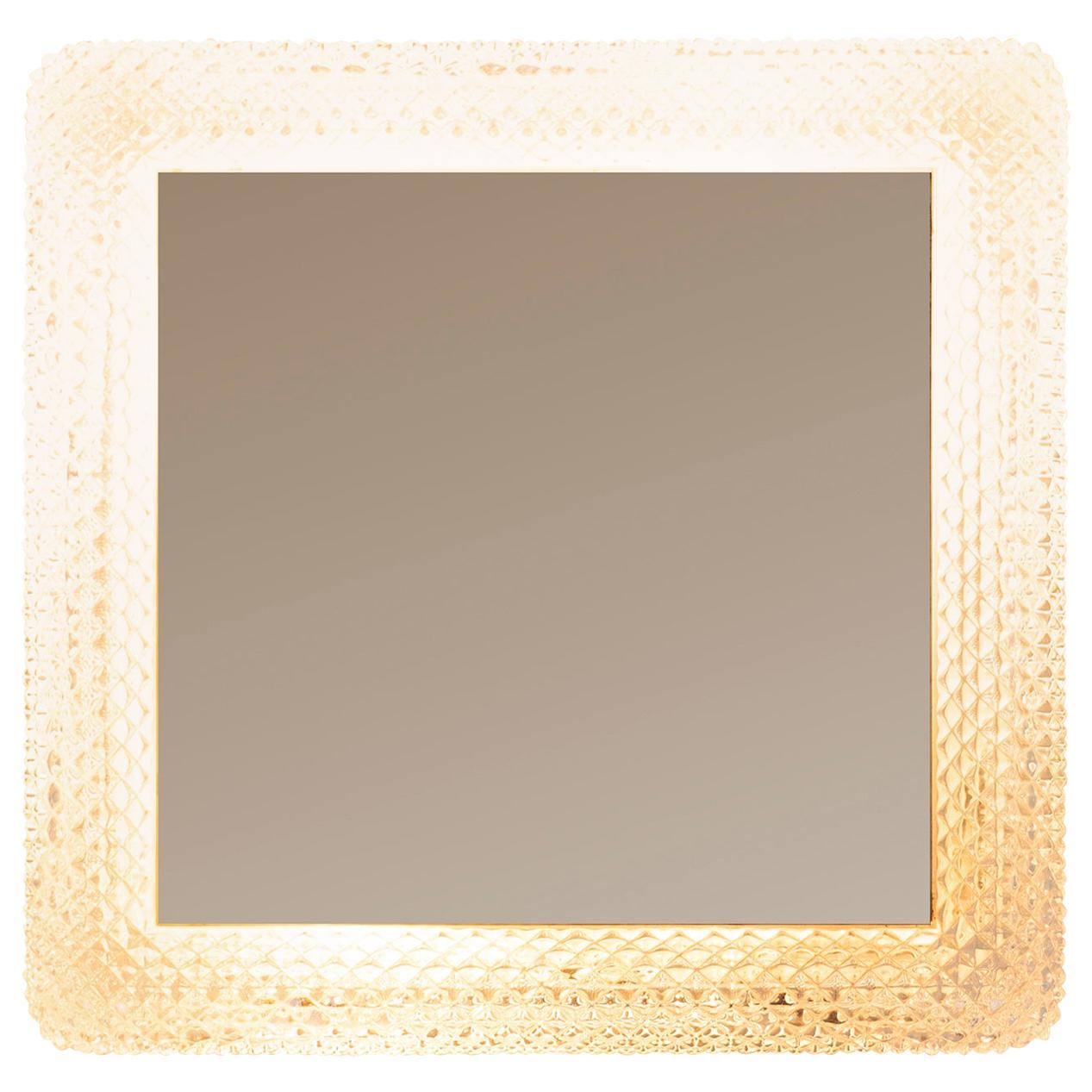 French 1970s Circular Cut Glass Surround Back Lit Mirror For Sale at ...