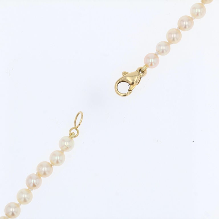 French 1980s 18 Karat Yellow Gold Clasp Cultured Pearl Necklace For ...