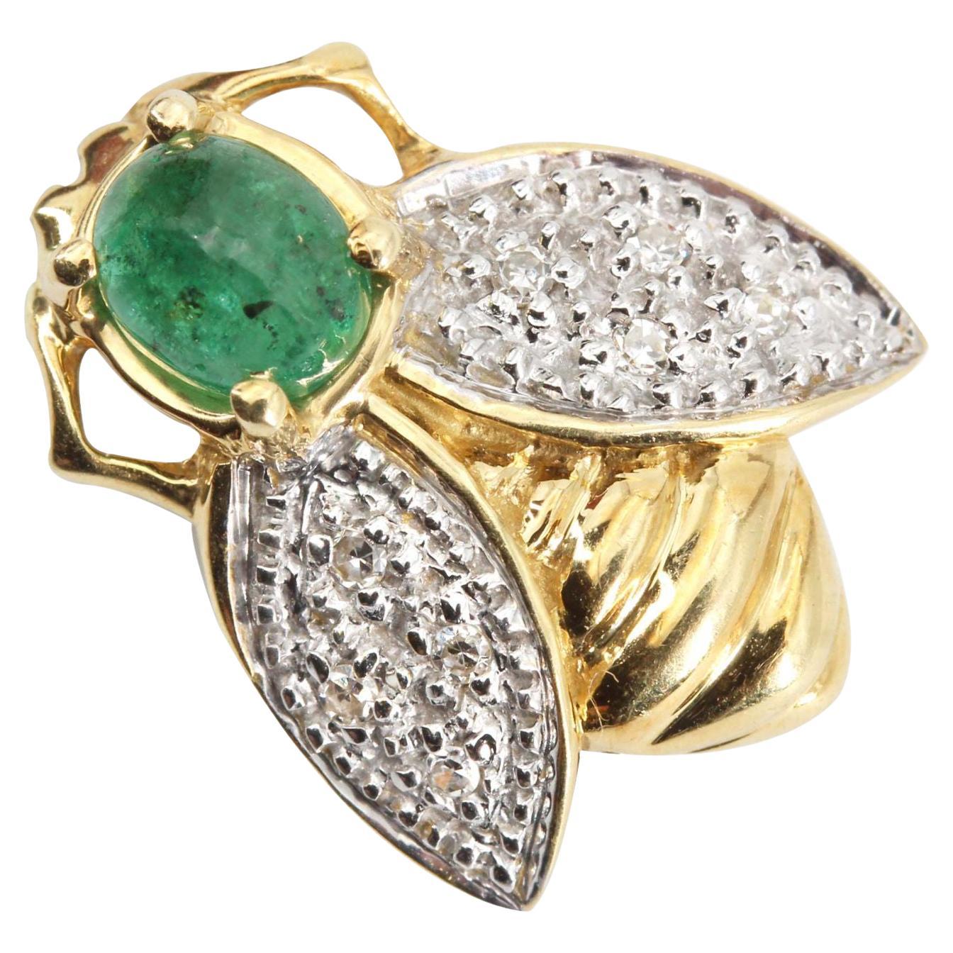 Antique Style Bee Brooch Pin, 1.56 Carat Rubies, Diamond Wings, 18 ...