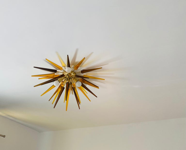French 1990s Sunburst Flush Light For Sale at 1stDibs