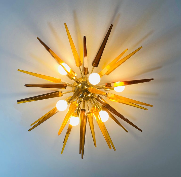 French 1990s Sunburst Flush Light For Sale at 1stDibs