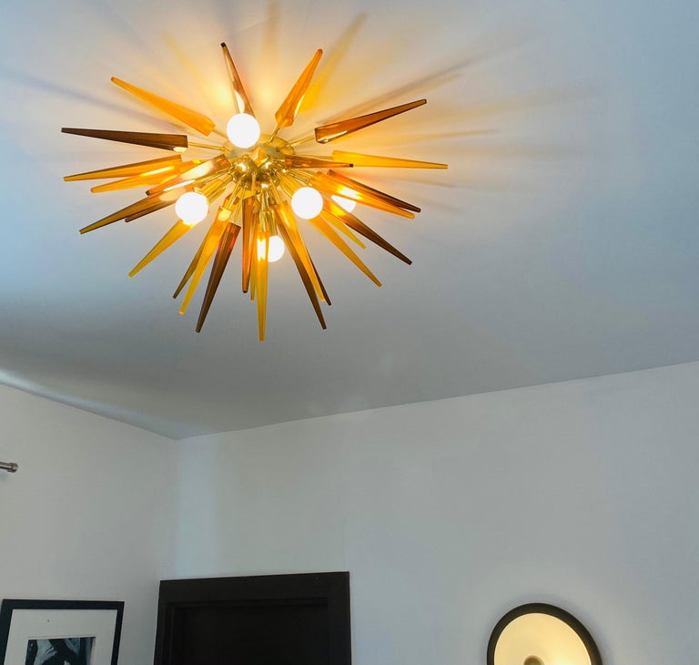 French 1990s Sunburst Flush Light For Sale at 1stDibs