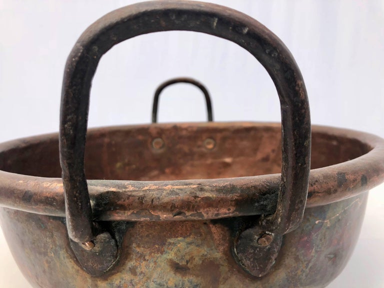 French 19th Century Antique Copper Preserving Pan with Tall Wrought ...